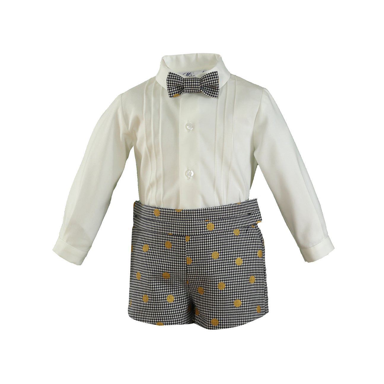 Miranda Boys Navy & Mustard Spotted Short Set | Little Boppers