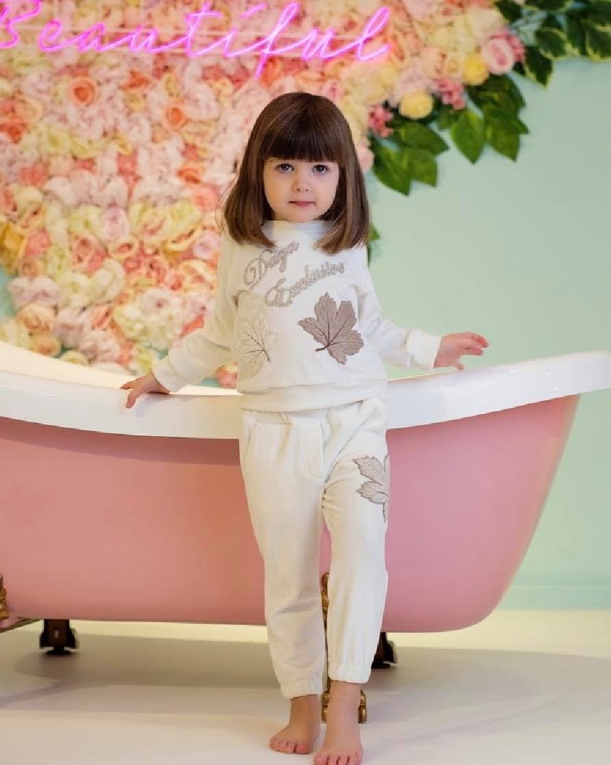 Daga Girls Ivory Soft Feel Lounge Set | Little Boppers