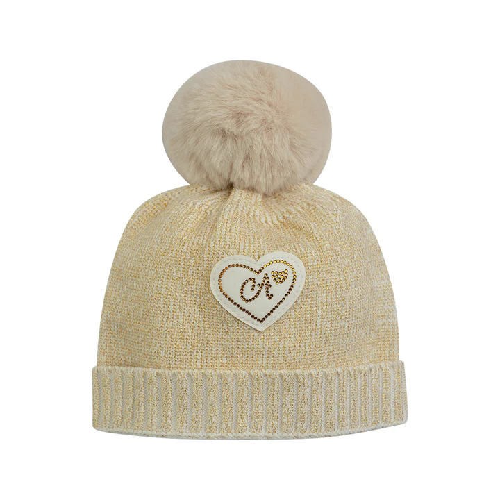 Little A FERNANDA Light Gold Metallic Pom Pom Hat | Little Boppers